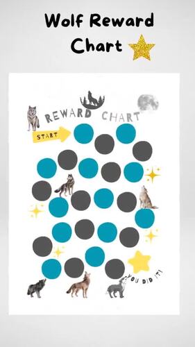 Wolf Sticker Reward Chart, Potty Training, Behaviour Incentive, Goals ...