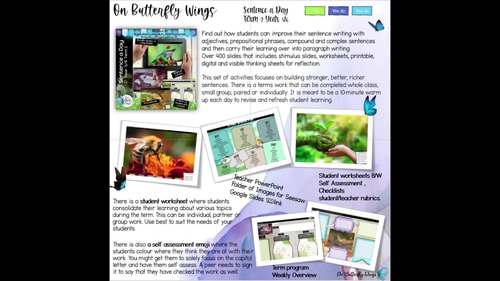 Sentence Writing Grades 5 & 6 Week 11 to 20 by On Butterfly Wings