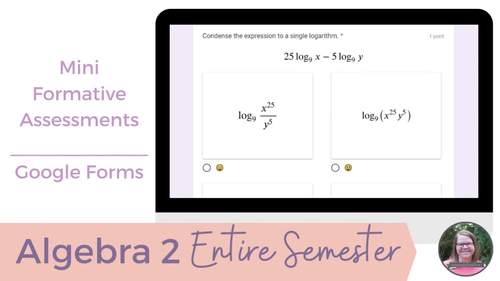 Algebra 2 Bundle Google Forms Mini Formative Assessments by Kennedyfamfive