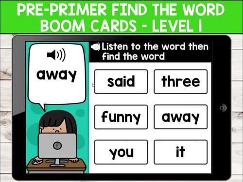 Pre-Primer Sight Words Boom Cards inc Audio | Find the Sight Word - Level 1