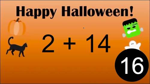 Halloween Addition Within 20 Google Classroom™ Digital Flash Cards