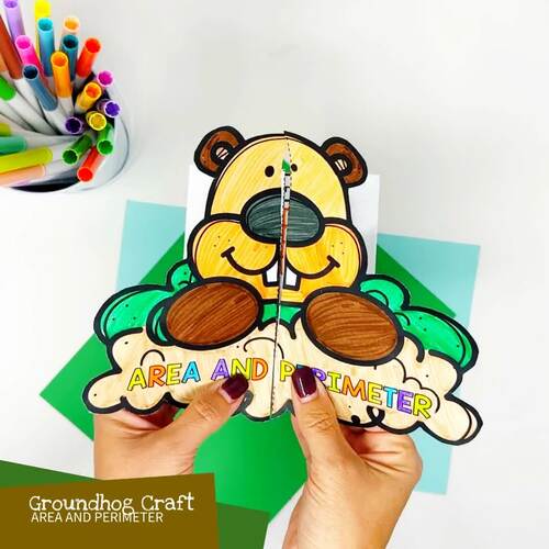 Area and Perimeter Math Craft and Bulletin Board Activity | Groundhog ...