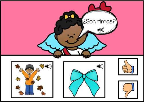 Valentine’s BOOM Cards Rhyming in Spanish- Juego de rimas | TPT