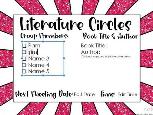 Literature Circle Booklets (PDF & Google Classroom) Distance Learning
