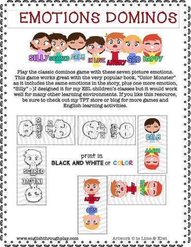 Emotions Dominos Game - learn emotions while playing by English Through Play