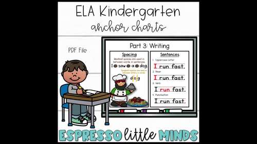 Kindergarten ELA Writing Anchor Charts by Espresso Little Minds | TpT