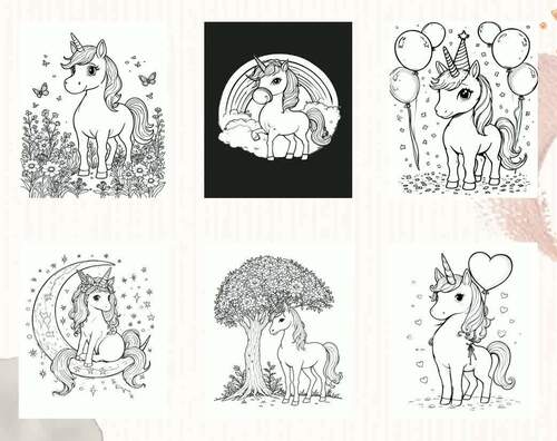 Bold and Easy Cute Unicorn Coloring Pages by Colorful Creations Hub