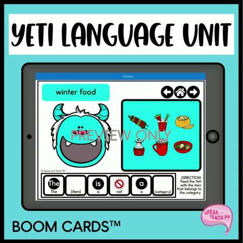 Yeti Language Activities No Prep Speech Therapy Boom Cards™ | TpT