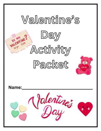 Kindergarten 1st 2nd Grade Valentine's Day Activity Packet for Writing