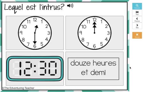 Time to the hour and half-hour L'heure French Digital Boom Cards