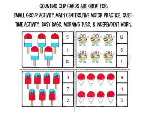 Counting to 12 | 4th of July Clip Cards by E is for Eri | TPT