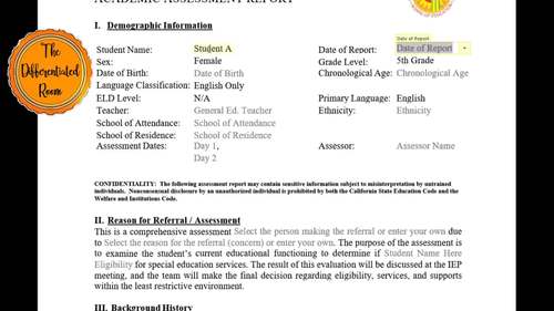 Automated Academic Report: LAUSD aligned - 5th grade - Female - EO