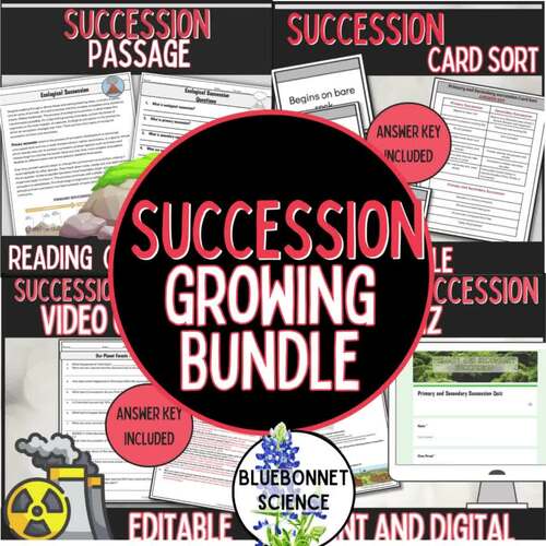 Ecological Succession Unit Bundle NEW 2024 TEKS 8.12B by Bluebonnet Science