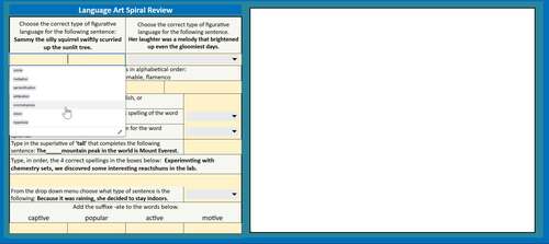 NO PREP - Spiral Language Art Review for 4th/5th Grades - Surfacing Dolphin
