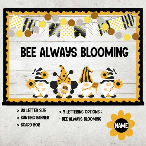 Hello Spring Bulletin Board Kit April Door Decor Gnome bee Classroom ...