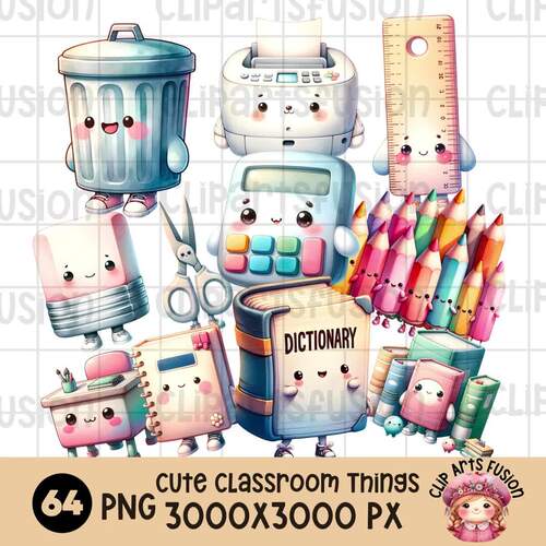 Cute Classroom Tools Characters | Back To School Clip Art | Classroom ...