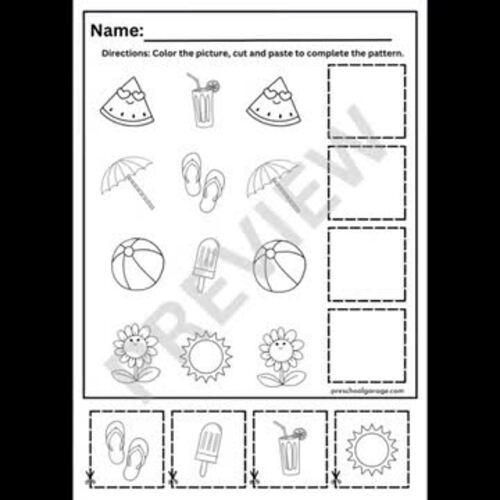Summer Pattern Recognition Worksheets by Preschool Garage | TPT