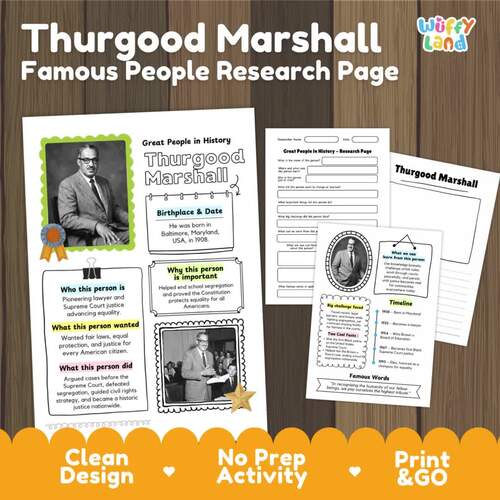 Thurgood Marshall Biography Research Worksheet | Black History Month ...