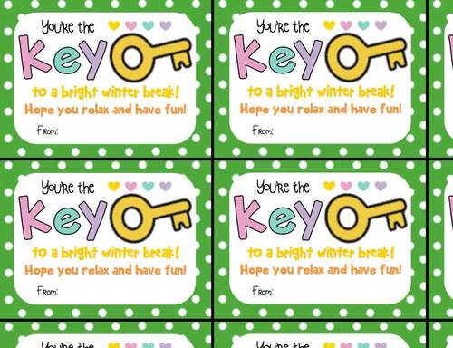 Keychain Winter Holiday (Christmas) Gift Tag- You're the Key to a ...