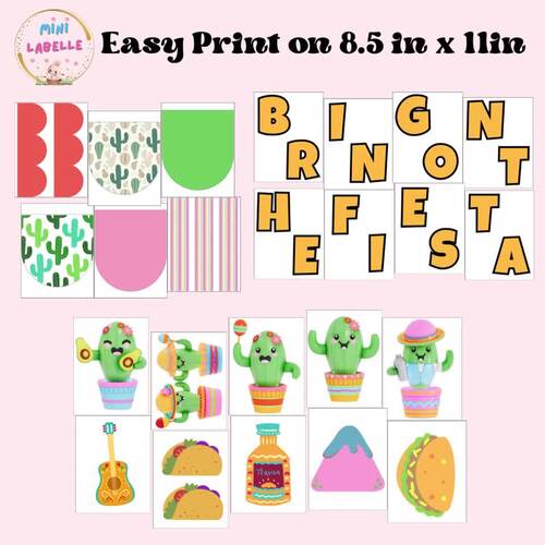 Cinco de Mayo Bulletin Board Kit Fiesta Cactus Classroom Decor Printable