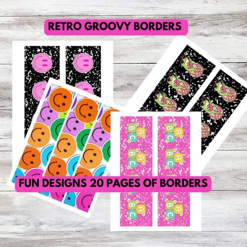 Cute Retro Composition Bulletin Board Borders Classroom Decor Groovy ...