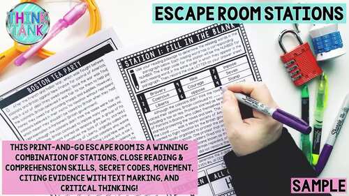 Salem Witch Trials Escape Room Stations - Reading Comprehension Activity
