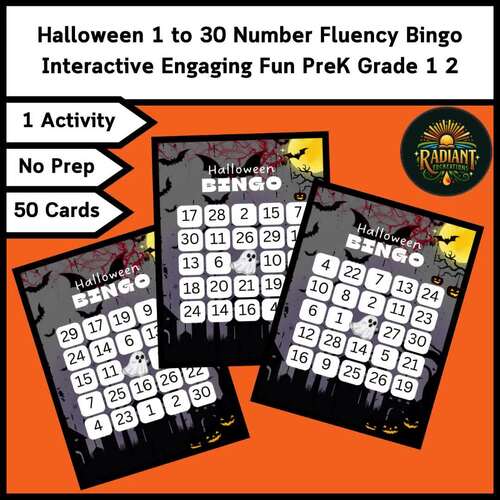 Halloween 1 to 30 Number Fluency Bingo Interactive Engaging Fun PreK ...