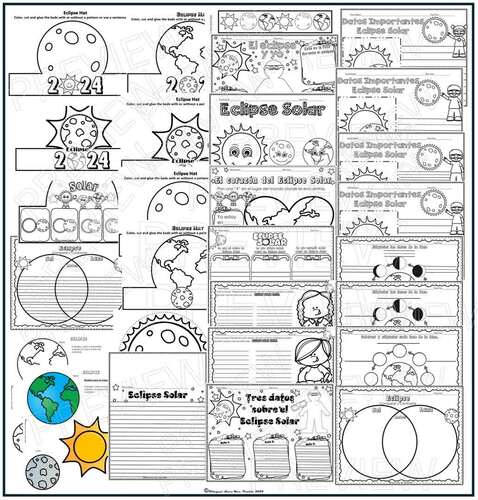 Eclipse Solar - Solar Elcipse SPANISH ACTIVITIES 2024 | TPT