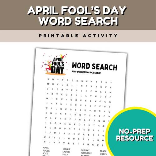 April Fools Word Search Printable, April Fools Morning Work Activity ...
