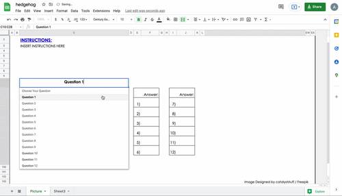 EDITABLE Pixel Art Task Cards Template Hedgehog by Amusing Algebra