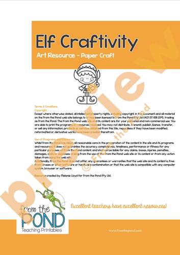 Elf Craft - Christmas Activity and Writing by From the Pond | TPT