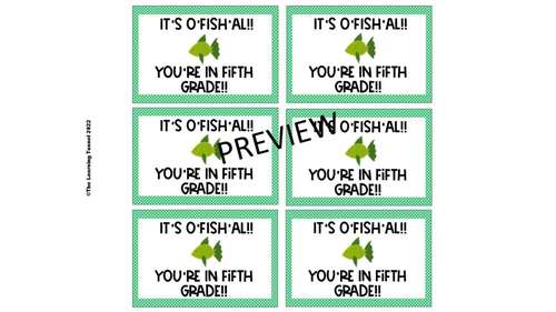 Goldfish Back To School Fifth Grade Tag by The Learning Tunnel | TPT
