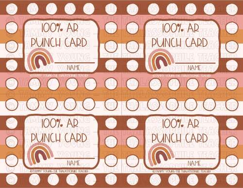 BOHO RAINBOW | AR/LIBRARY PUNCH CARDS | REWARD CARD SYSTEM | TPT