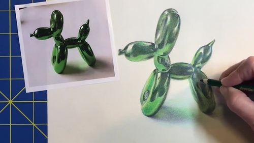 Colored Pencil Balloon Dog Drawing Middle School Art High School Art