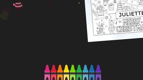 Christmas Customized placemat for kids, coloring placemat for kids