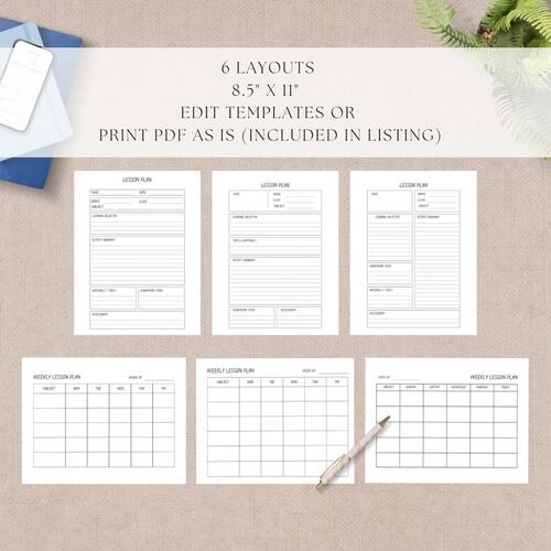 Weekly Teacher Planner Printable PDR | Daily and Weekly Calendar