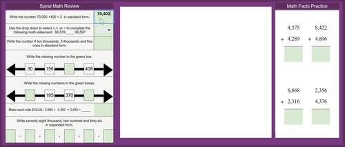 NO Prep - Spiral Math Review Bundle for 3rd or 4th Grade - Week 6