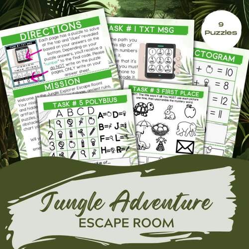 Jungle Escape Room, Printable & Digital Google Sheets inc, Ages 7-12 ...