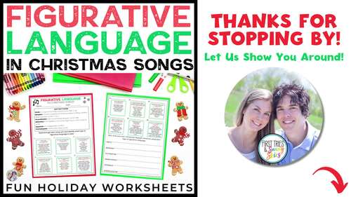 Figurative Language in Christmas Song Lyrics Worksheets | Holiday Xmas ...
