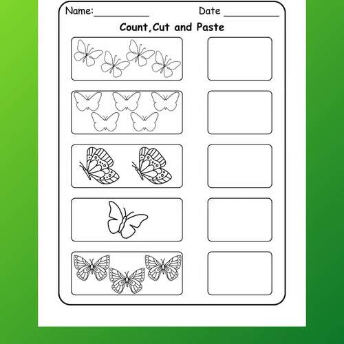 Spring Butterfly Cut & Paste Worksheets | Numbers Recognition 1-5 for ...