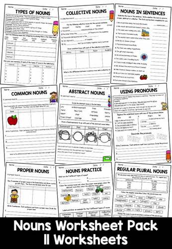 Types of Nouns Bundle - Worksheet Pack and Guided Teaching PowerPoint