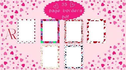 Valentine's Day (1) Page Borders -Frames & Writing Lined Paper-PDF/PNG