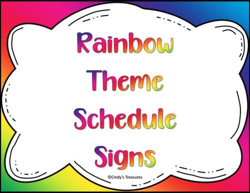 Rainbow Theme Daily Schedule Cards by Cindy's Treasures | TPT