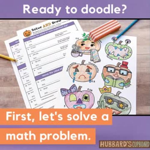 5th Grade Halloween Math Color by Number Decimal Place Value Worksheets ...