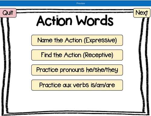 Action Words Boom Cards™ Speech and Language Therapy Verbs Grammar ESL