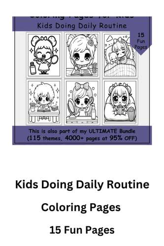 Kids Doing Their Daily Routine Coloring Book | Printable Coloring Pages ...