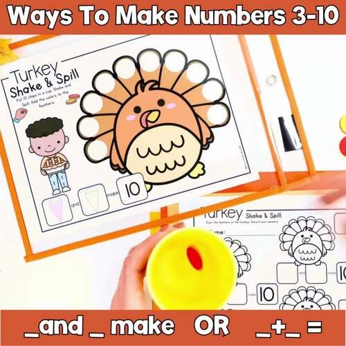 Thanksgiving Math Shake and Spill Numbers 3-10 | Ways to Make Numbers to 10