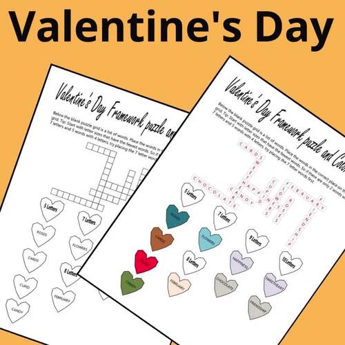 Valentine's Day Activity: Crossword Puzzle, Vocabulary & Coloring 2025