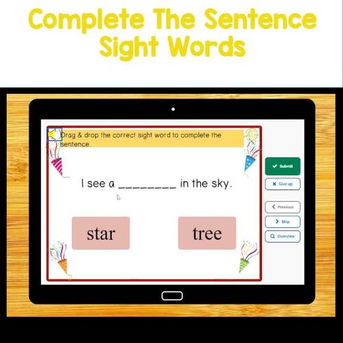 Complete The Sentence Sight Words Boom Cards | Digital Resource | TPT