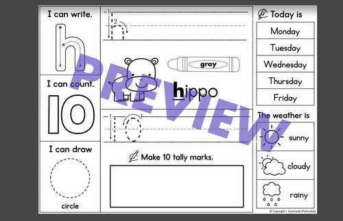 Kindergarten Morning Work Bell Ringers Letters Sounds Numbers Colors Shapes